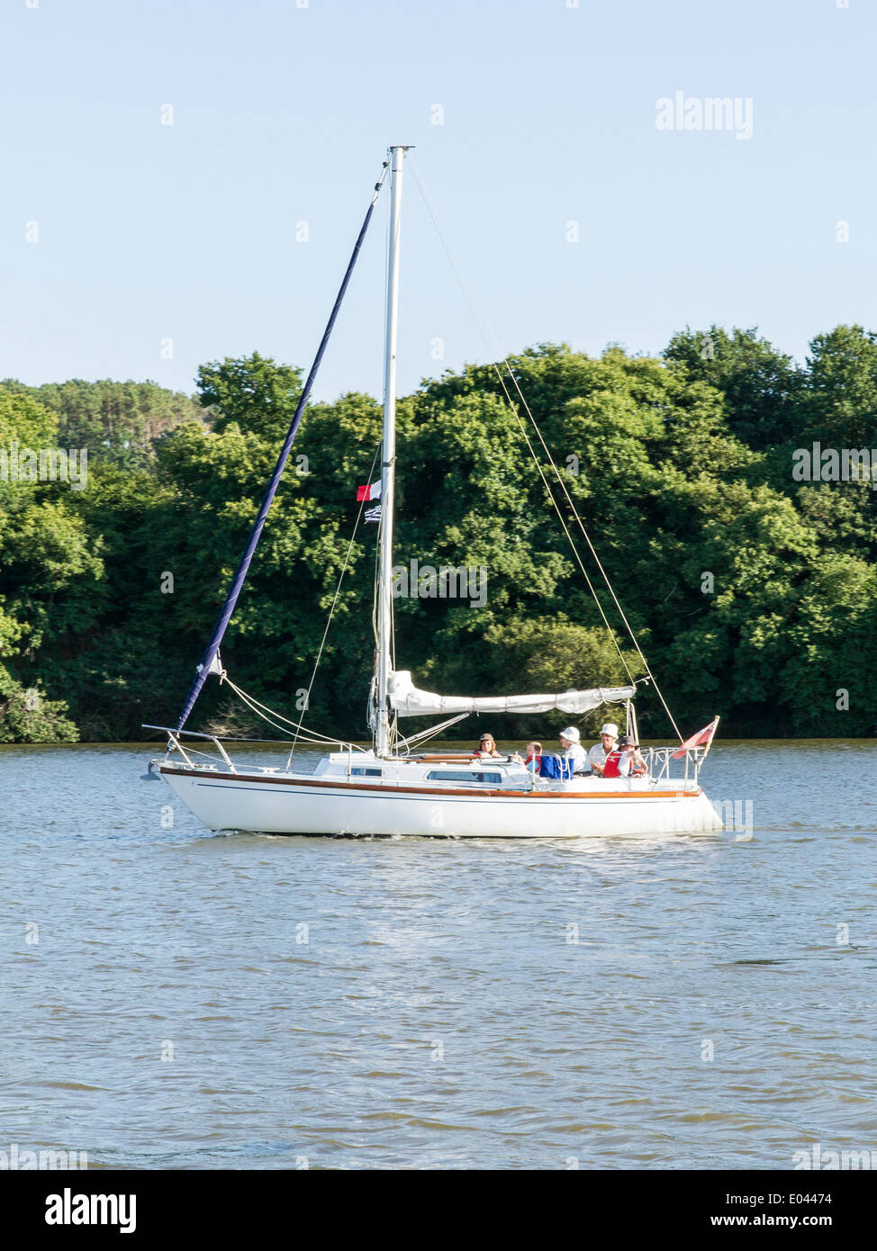 An Elizabethan 24 on the River Vilaine under power Stock Photo - Alamy