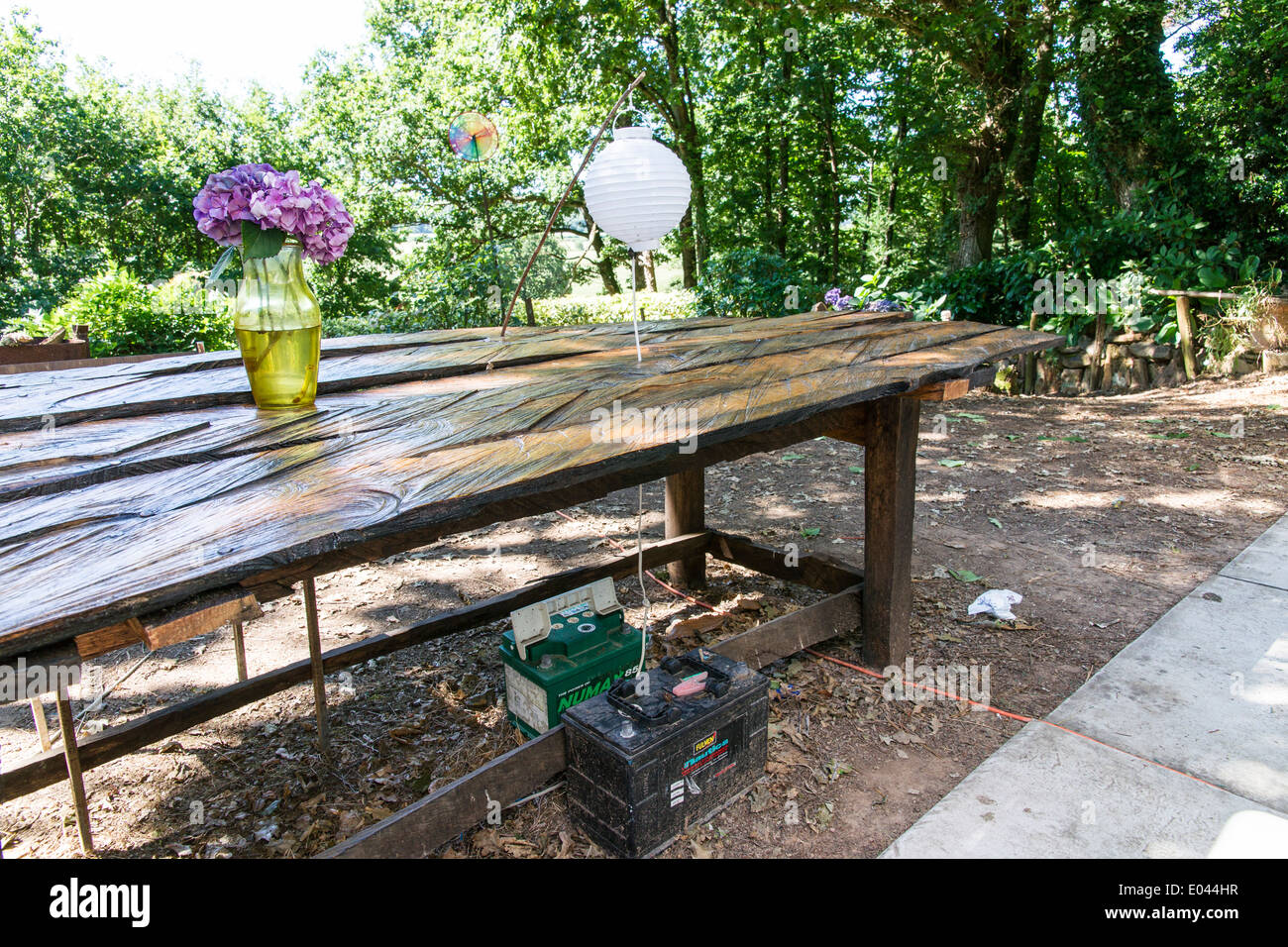 Table made with a chainsaw Stock Photo - Alamy