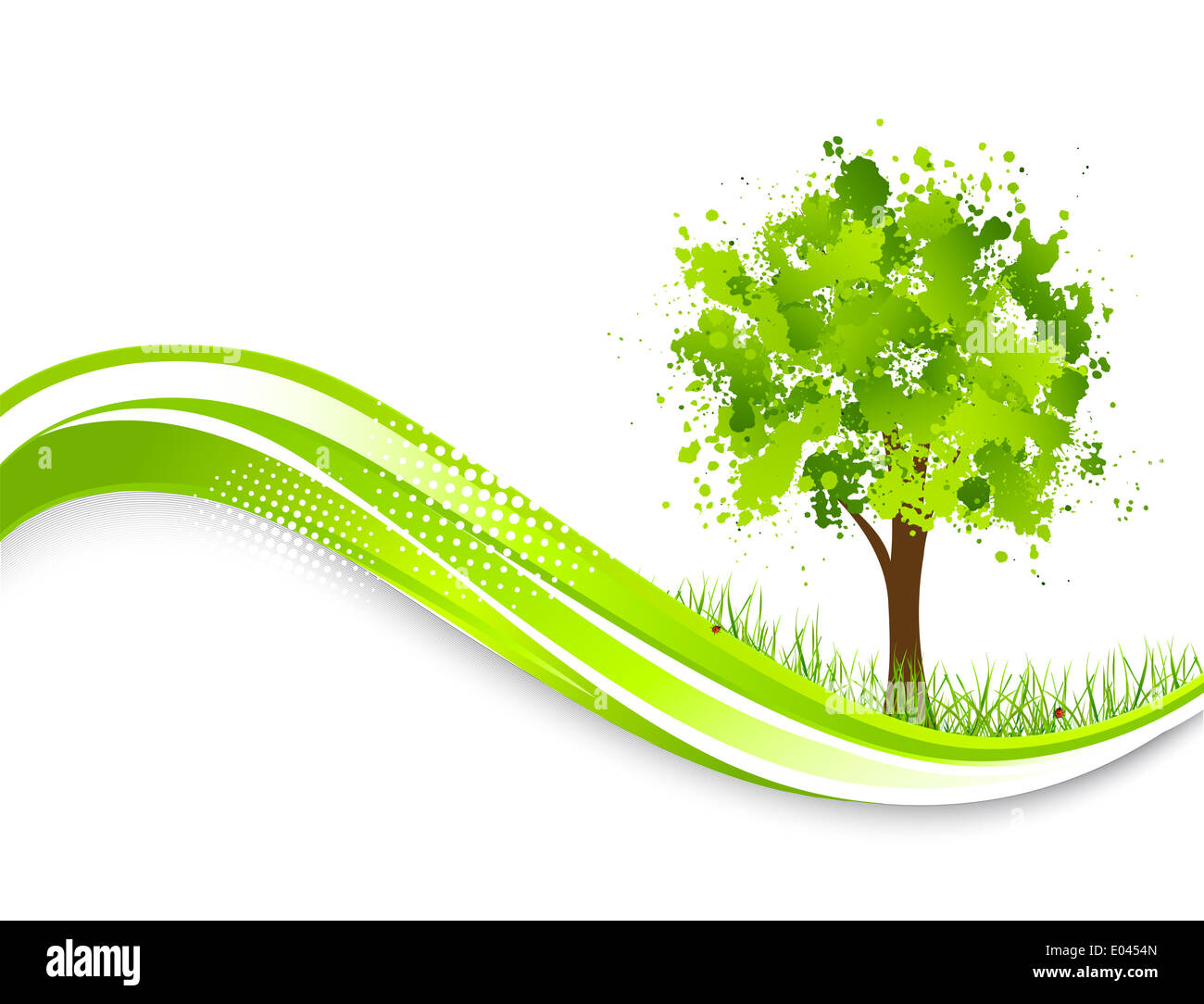 Background with abstract green tree. Spring illustration Stock Photo ...