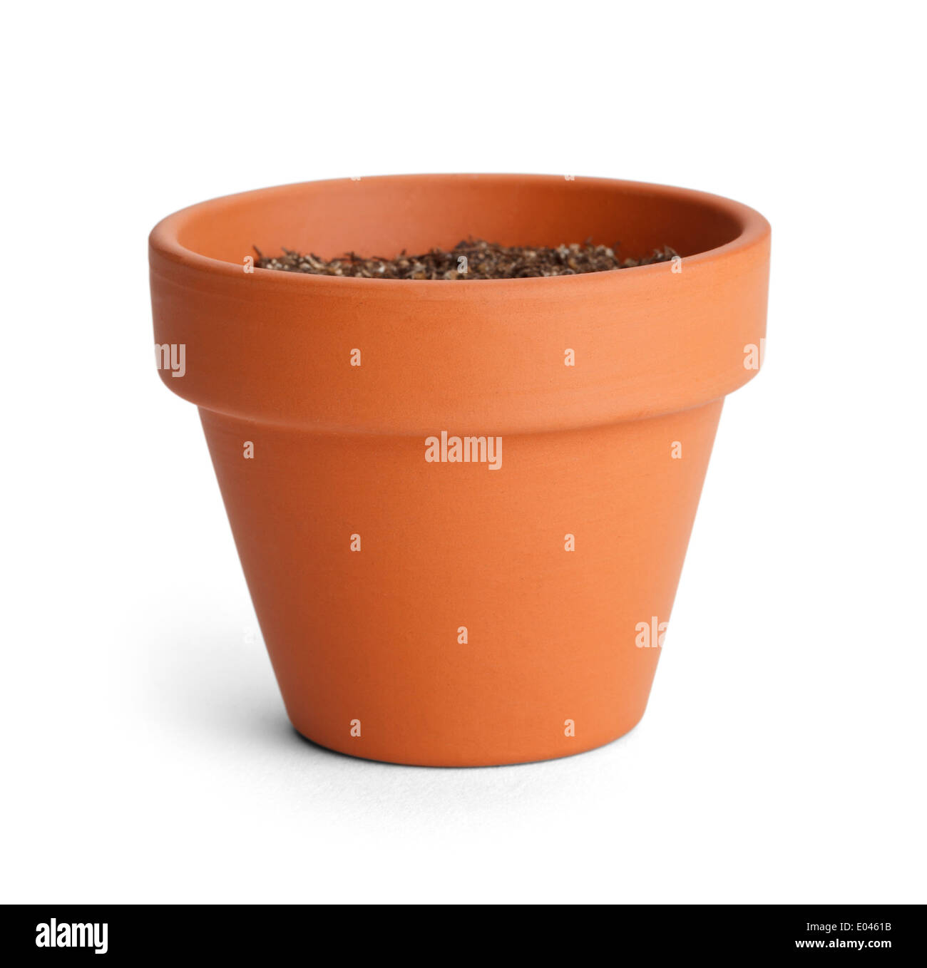 Orange Terracotta Pot with Soil Isolated on White Background Stock ...
