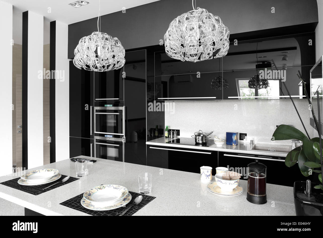 luxury and very clean empty european kitchen Stock Photo - Alamy
