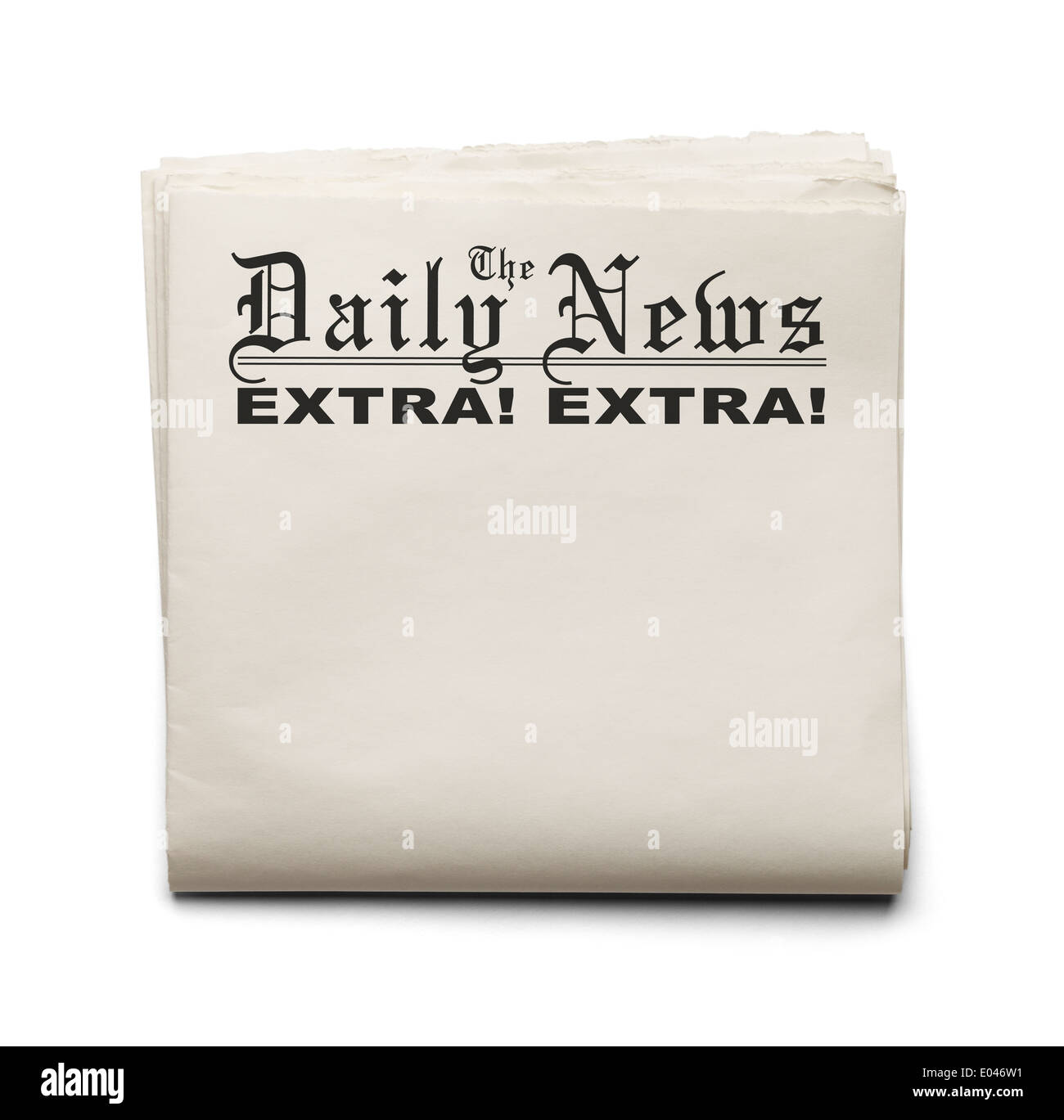Folded Daily News with Extra! Extra! and Copy Space Isolated on a White ...