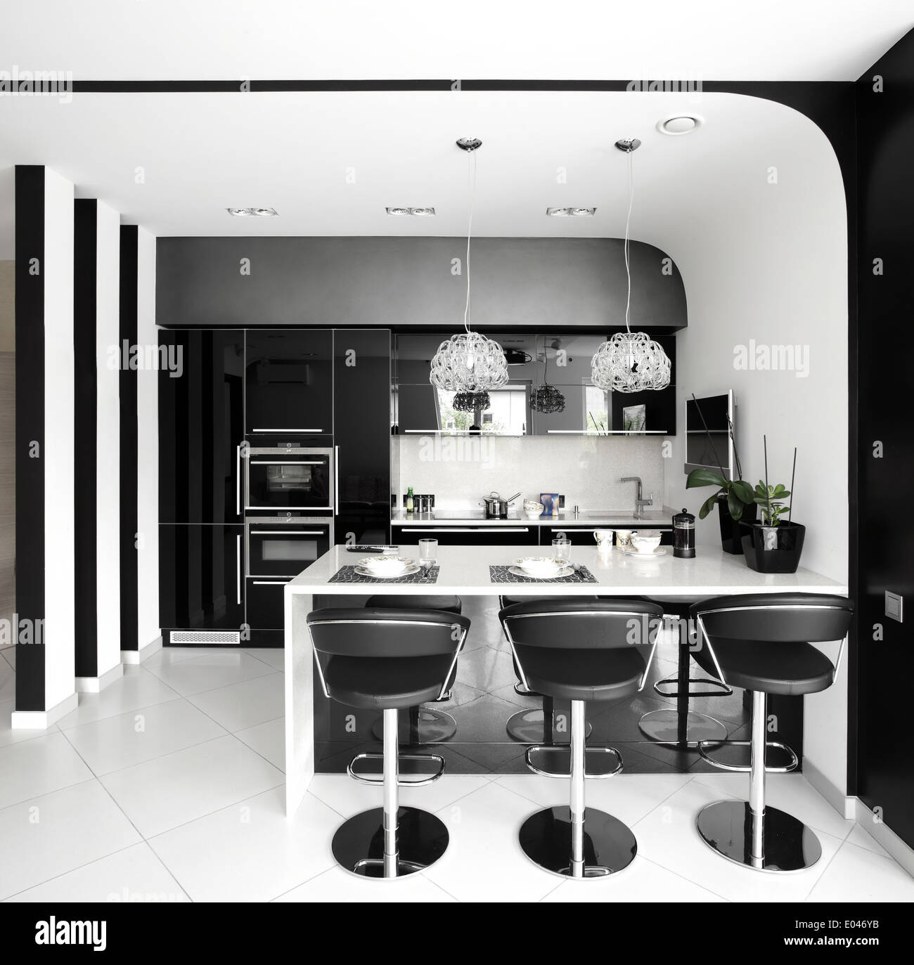 luxury and very clean empty european kitchen Stock Photo - Alamy