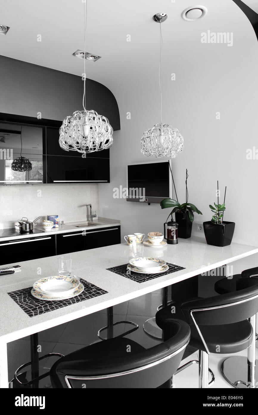 luxury and very clean empty european kitchen Stock Photo - Alamy