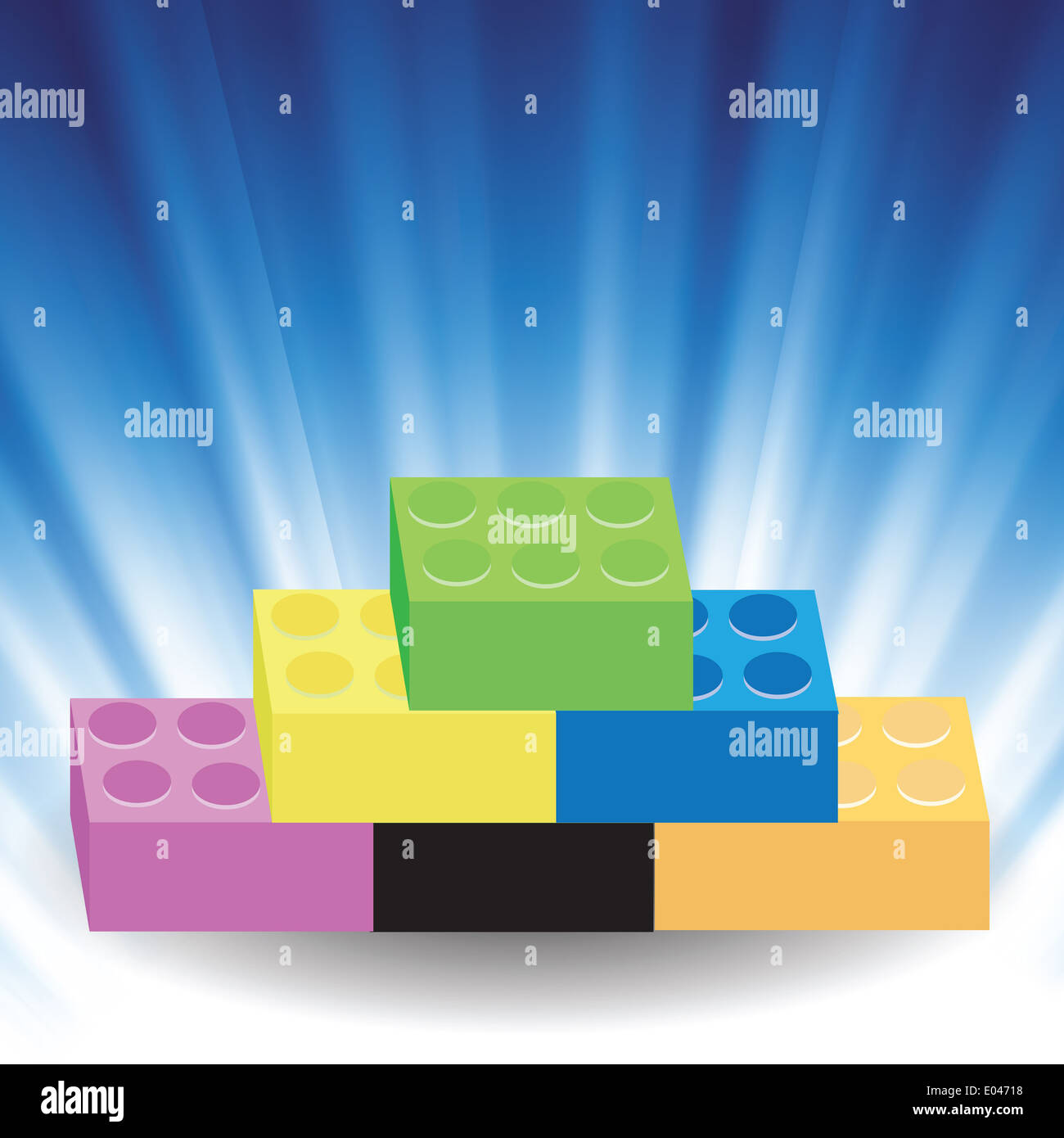colorful illustration with building blocks on a blue background for ...