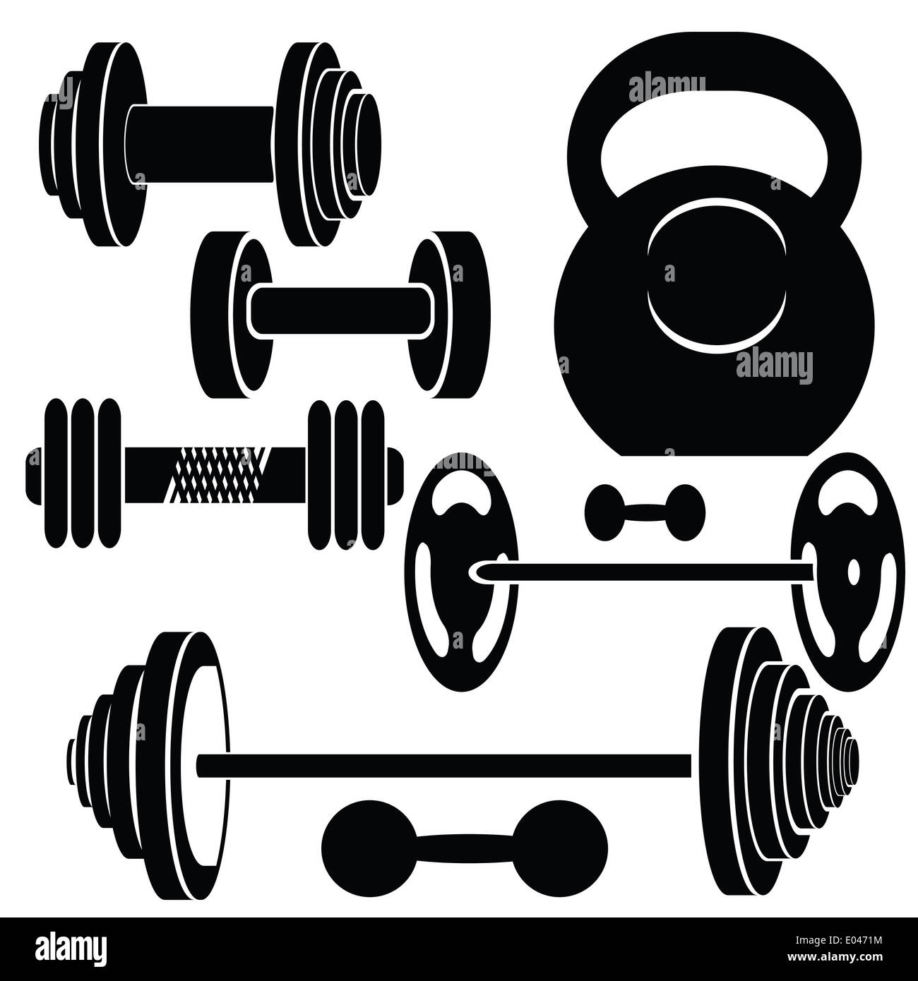 colorful illustration with silhouettes of weights on a white background ...