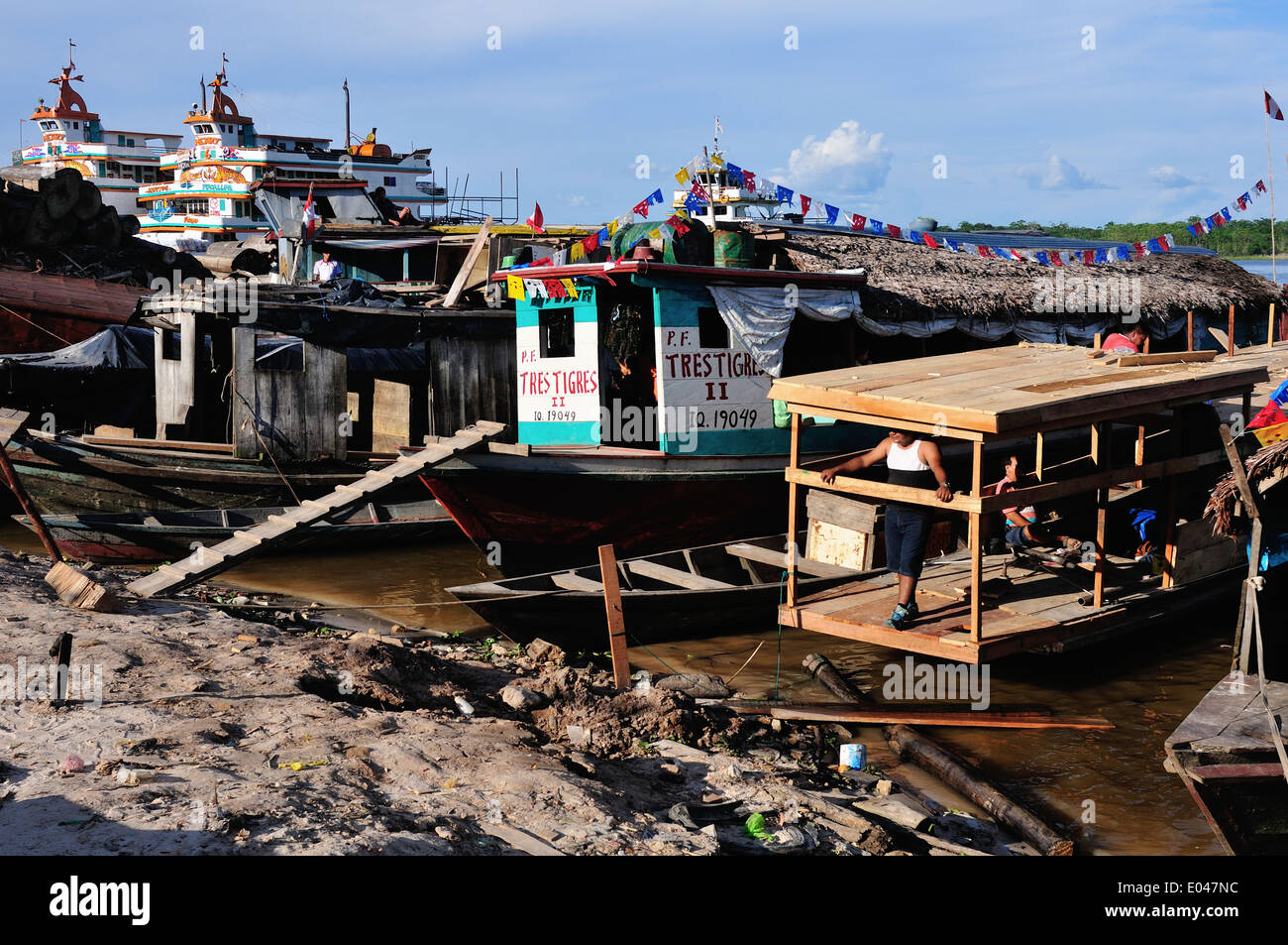 Port of Punchana in IQUITOS . Department of Loreto .PERU Stock Photo ...