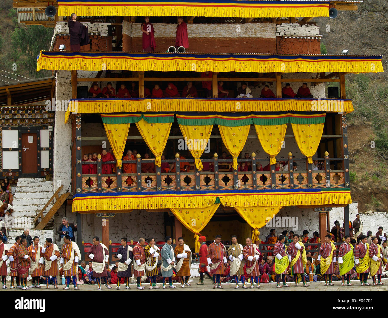 Reviewing stand for the Tsechu Festival in Paro,Bhutan Stock Photo - Alamy