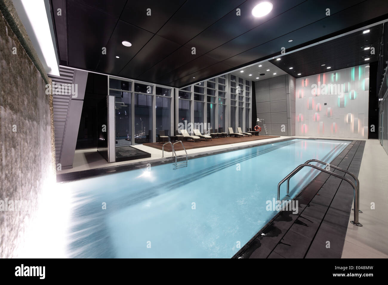 beautiful swiming pool inside euporean style building Stock Photo - Alamy
