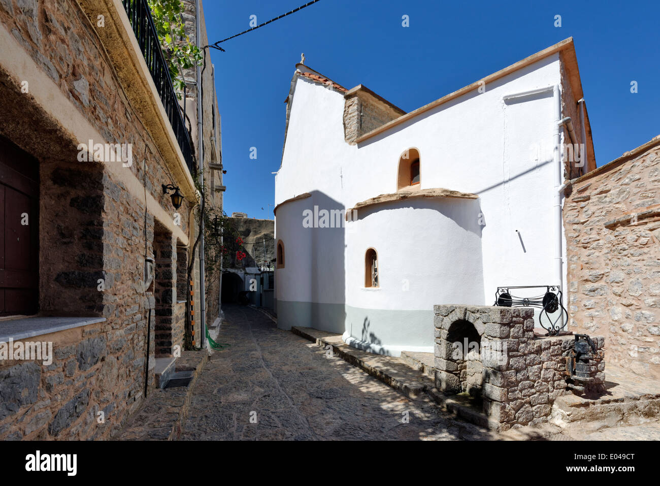 Church Aghia George in medieval town Olympi Chios Greece Olympi was ...