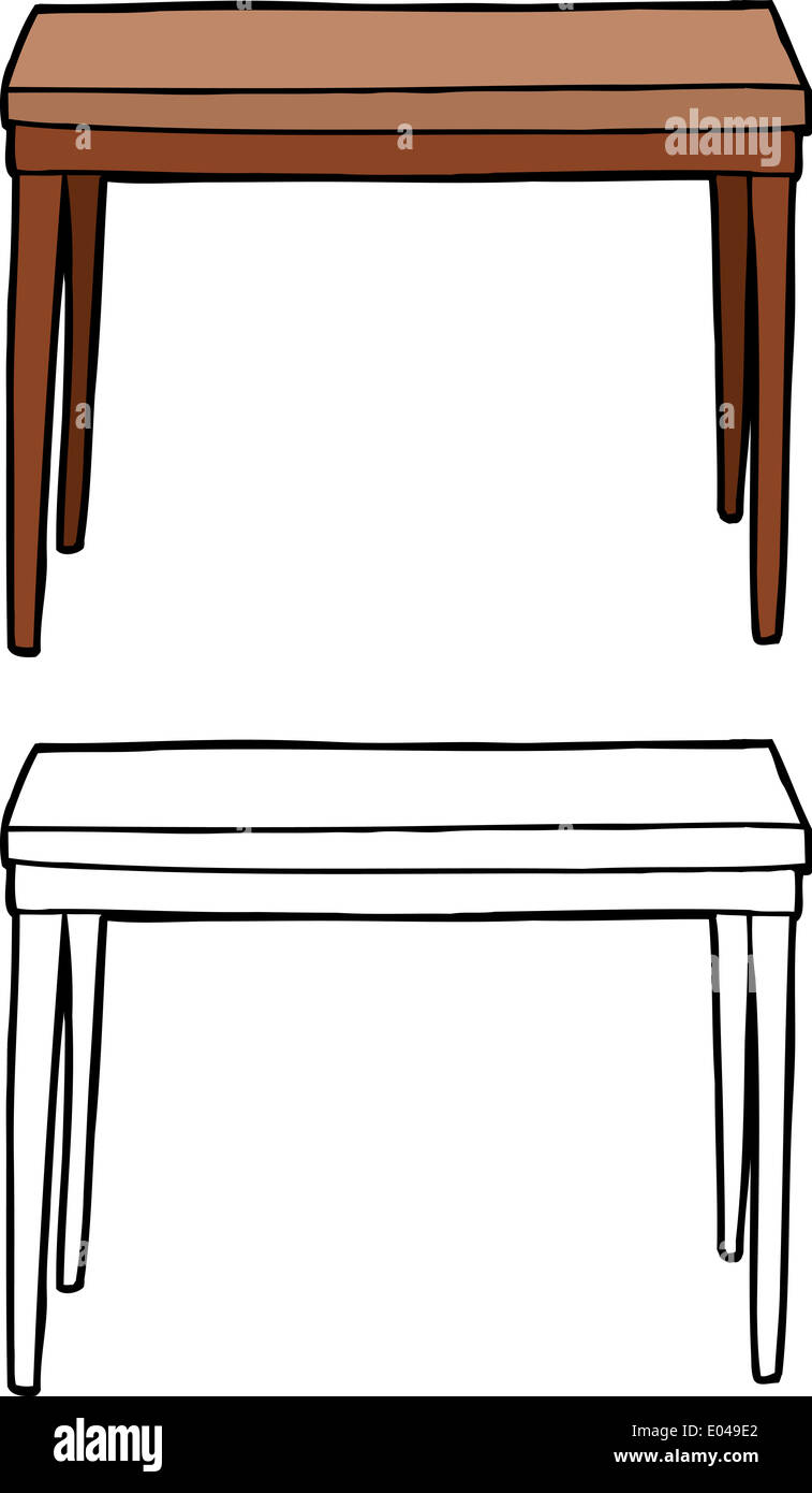 Single isolated wooden table on white background Stock Photo - Alamy