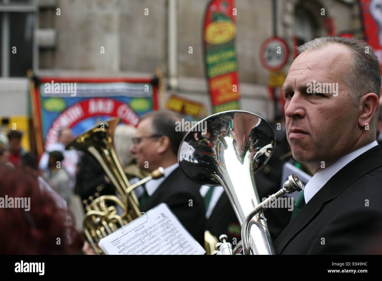 London, UK. 1st May, 2014. People gather in Trafalgar Square for the ...