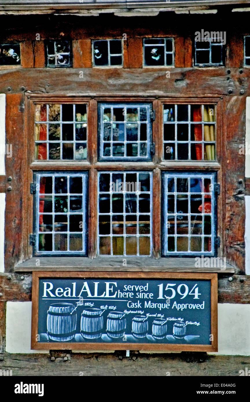 Chalk sign outside timber frame building Stock Photo - Alamy