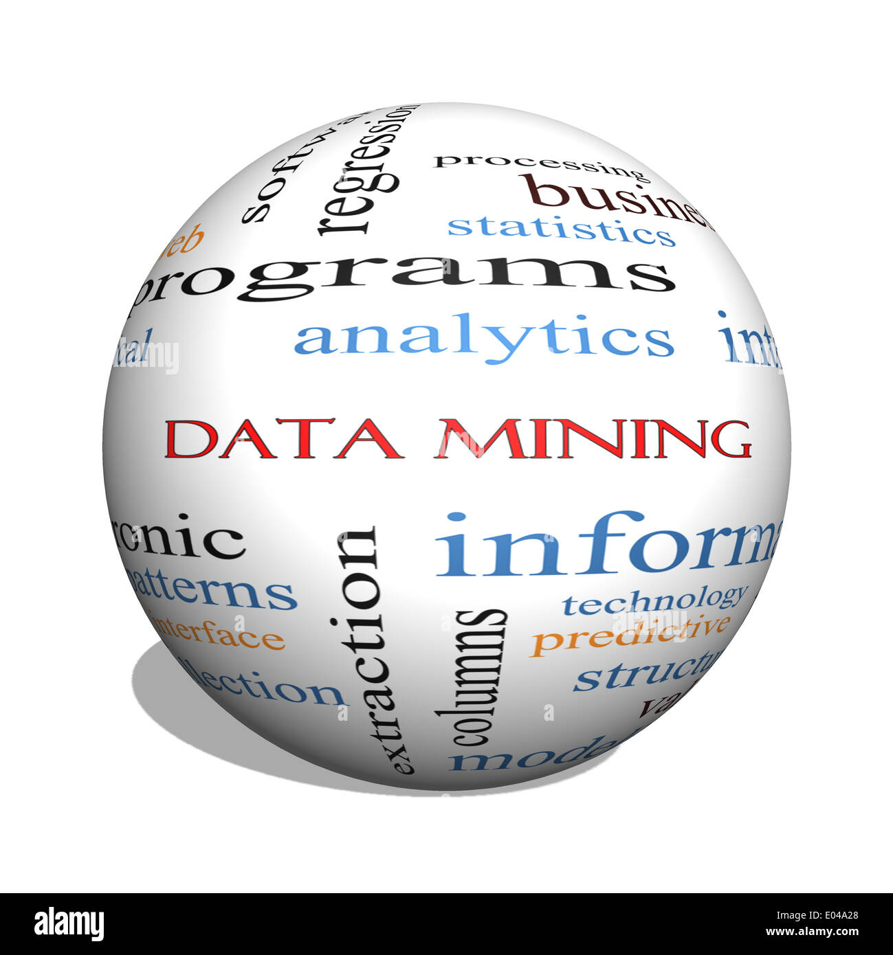 Data Mining 3D sphere Word Cloud Concept with great terms such as ...