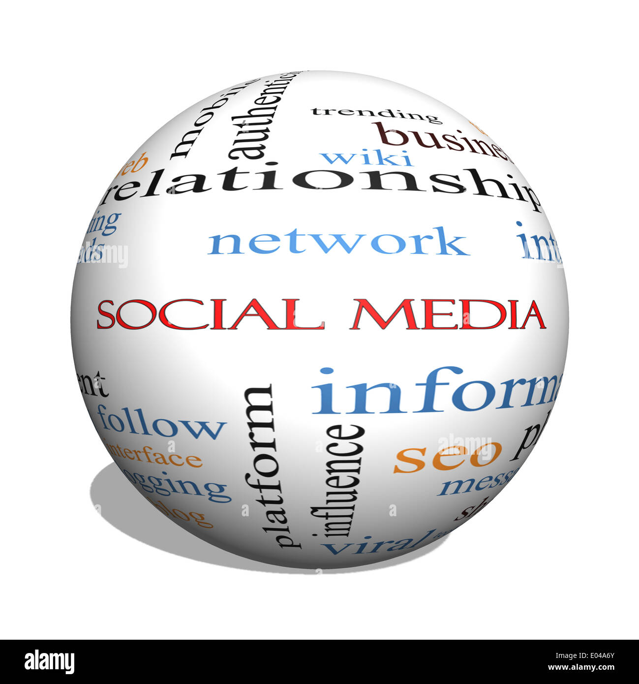 Social Media 3D sphere Word Cloud Concept with great terms such as ...