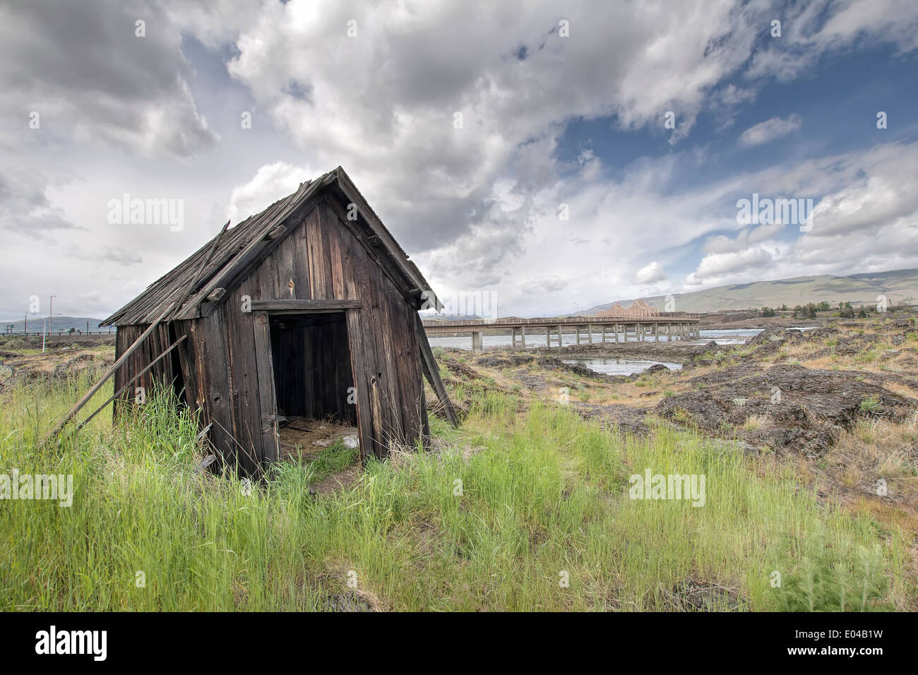 Old Abandoned Native American Fishing Shacks Along Columbia River by ...