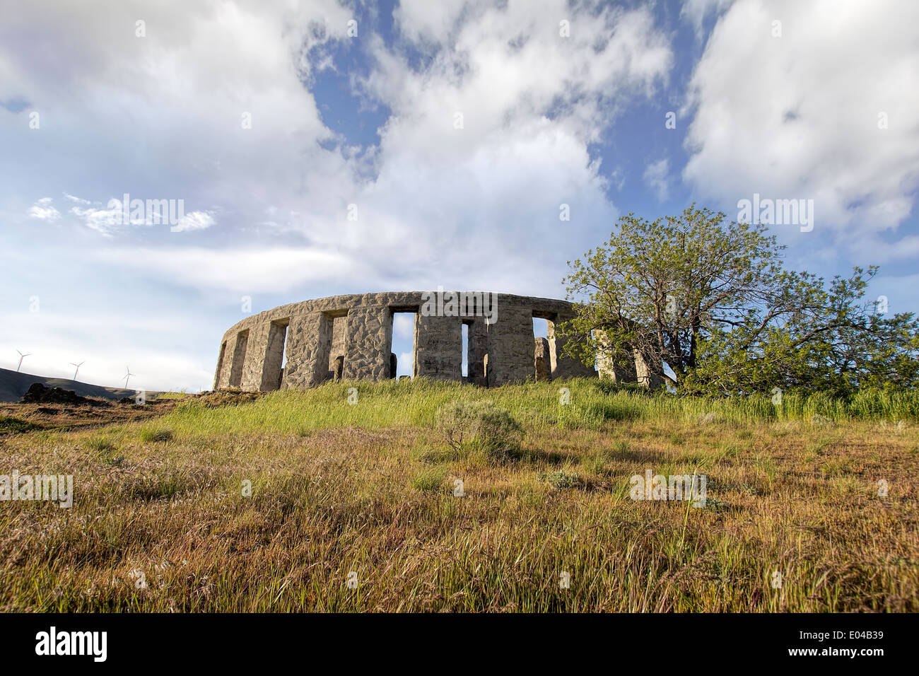 Stonehenge Replica Memorial at Maryhill Washington with White Clouds ...