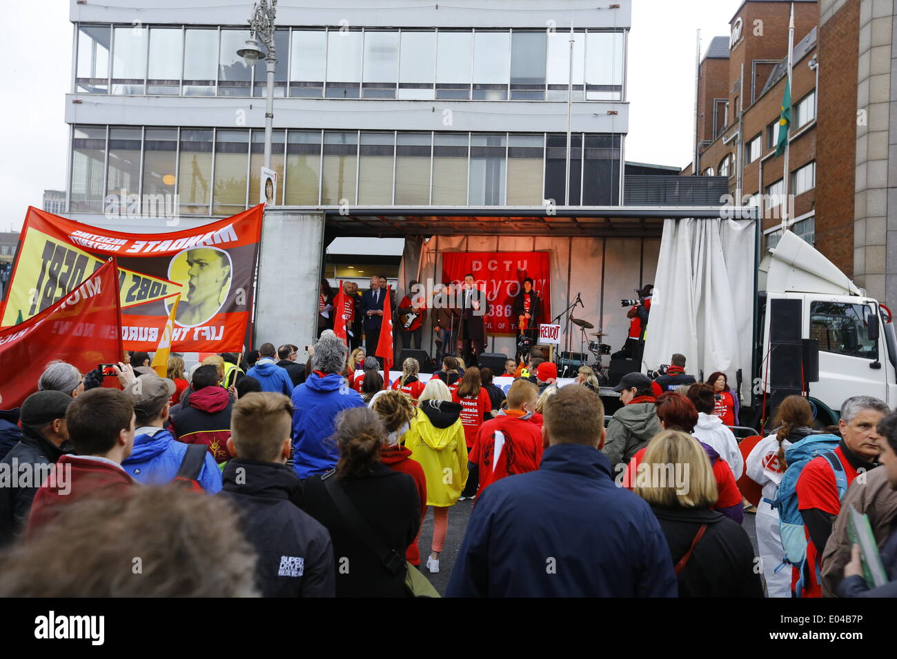 Dublin, Ireland. 1st May 2014. The activists have assembled with their ...