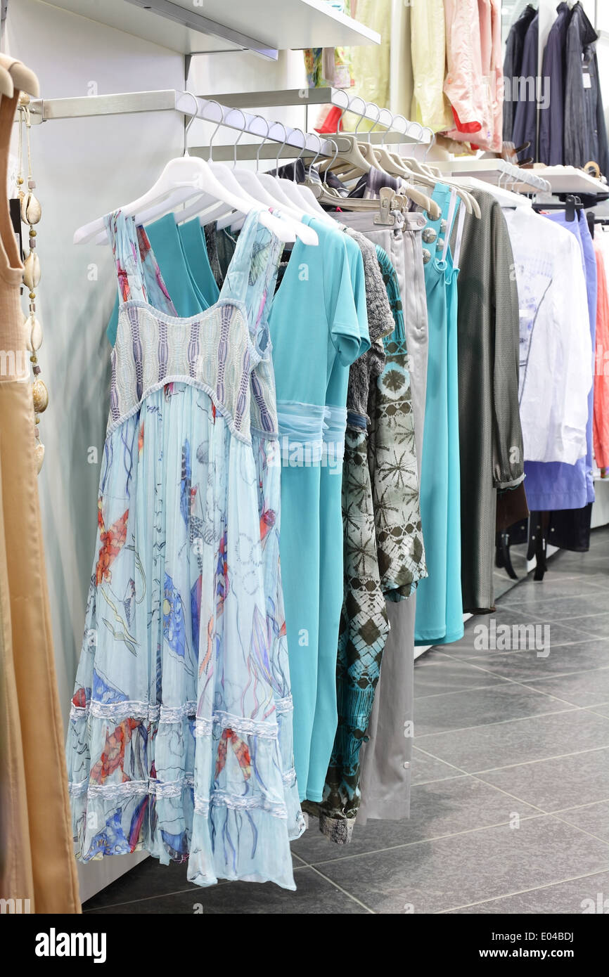 luxury and fashionable european different clothes shop Stock Photo - Alamy