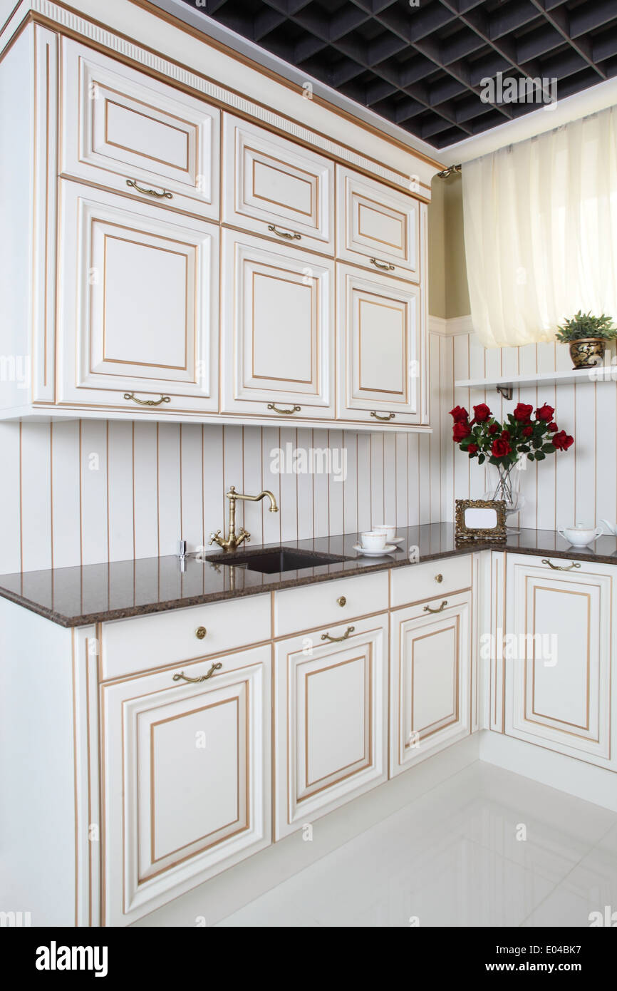 luxury and very clean empty european kitchen Stock Photo - Alamy