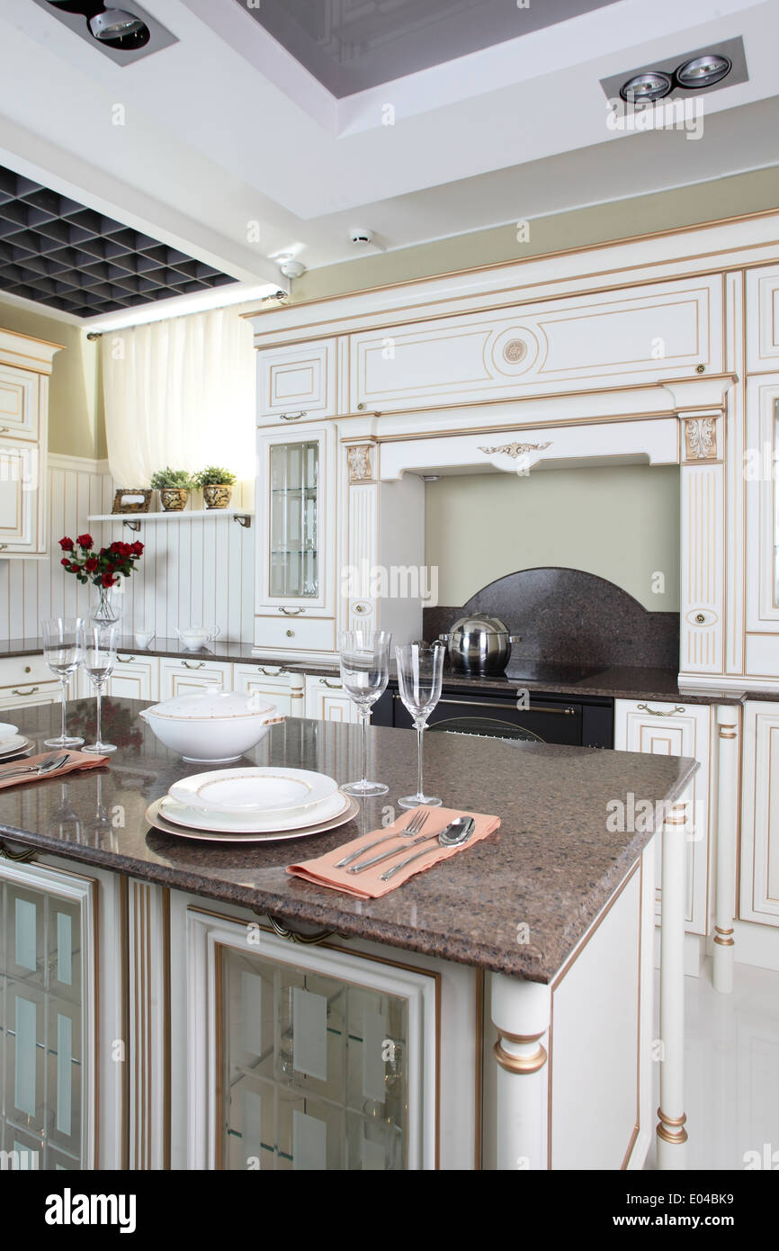 luxury and very clean empty european kitchen Stock Photo - Alamy