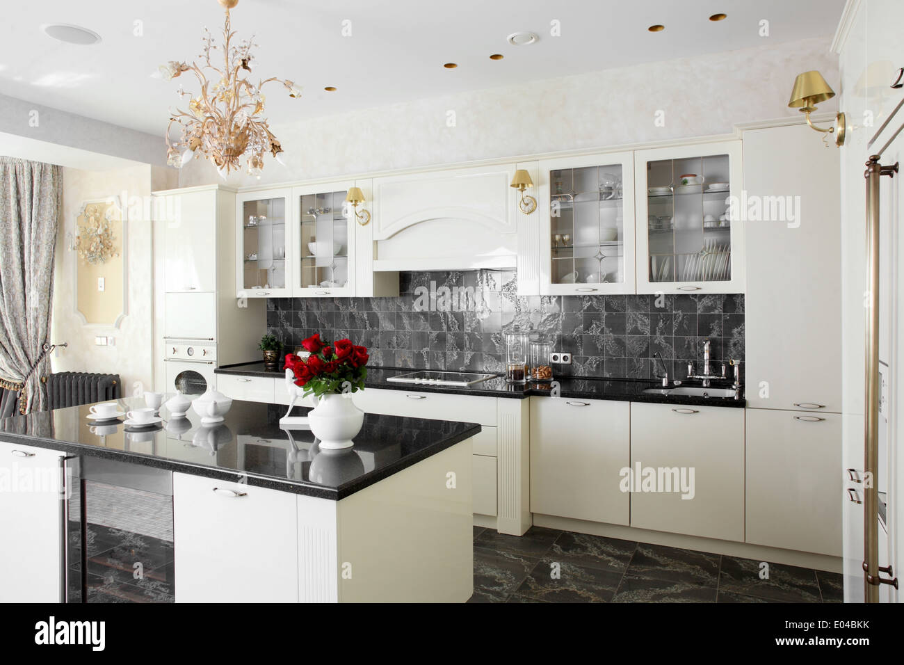 luxury and very clean empty european kitchen Stock Photo - Alamy