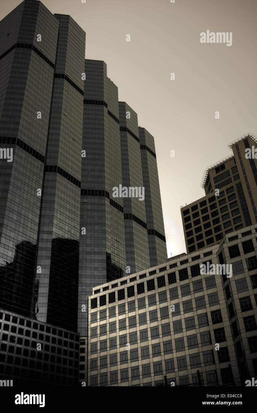 sepia toned picture of modern city skyscarper Stock Photo - Alamy