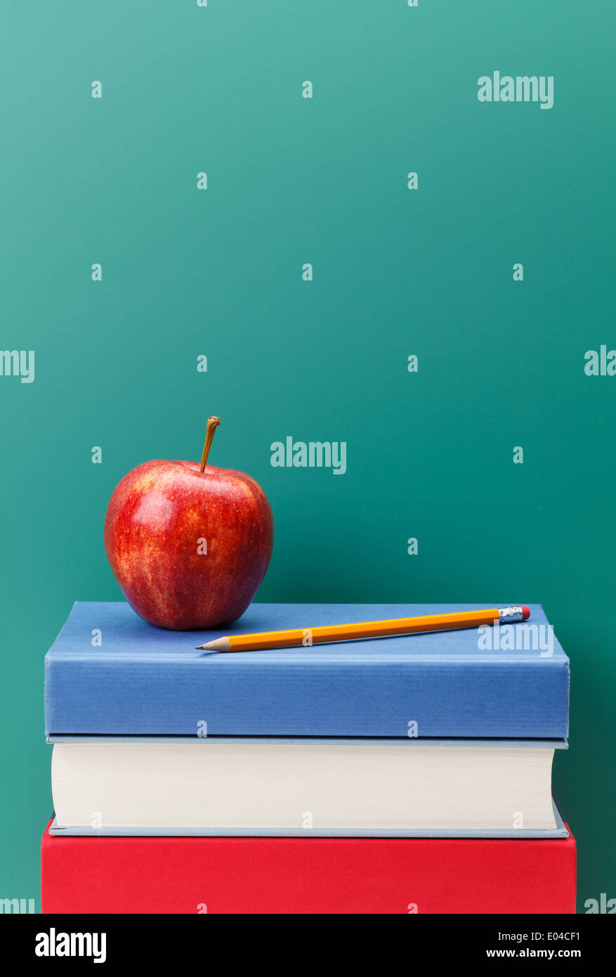 Chalk Board Apple and Books in a Classroom Setting with Copy Space ...