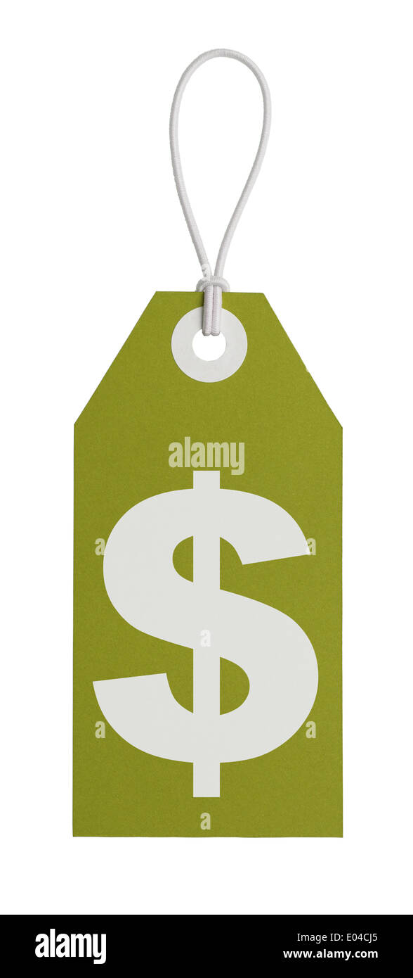 Large Green Tag With Money Symbol Isolated on White Background Stock ...