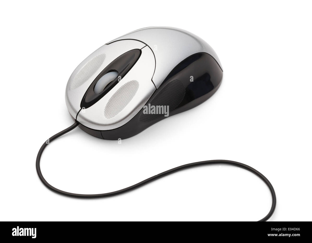 Grey and Black Mouse with Cord Isolated on White Background Stock Photo ...