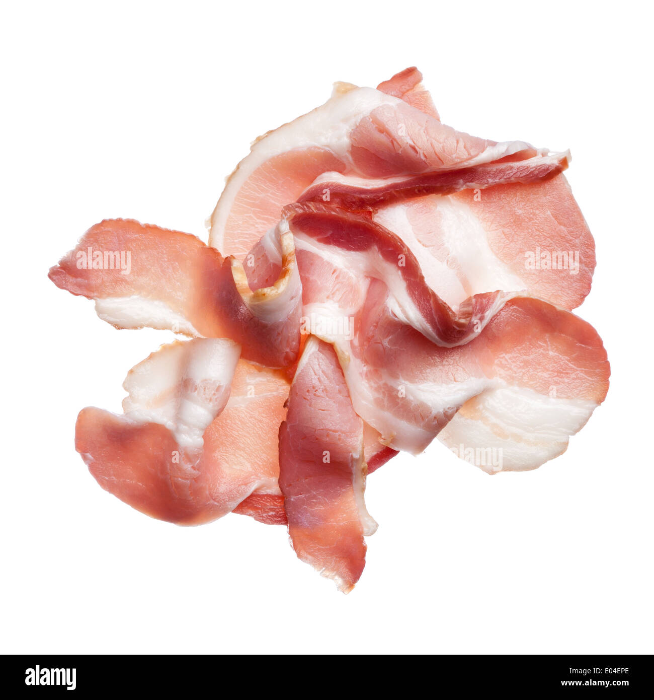 Pile of raw bacon isolated on a white background Stock Photo - Alamy