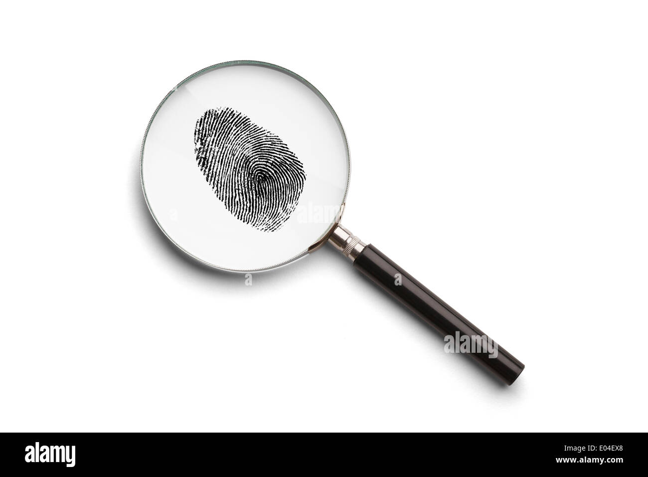 Magnifying Glass with Finger Print Isolated on White Background Stock ...