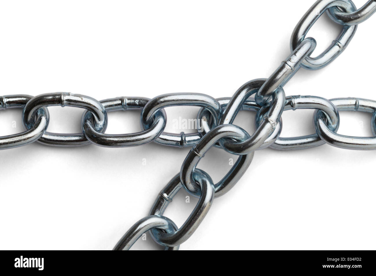 Chrome Chain Overlaping Isolated on a White Background Stock Photo - Alamy
