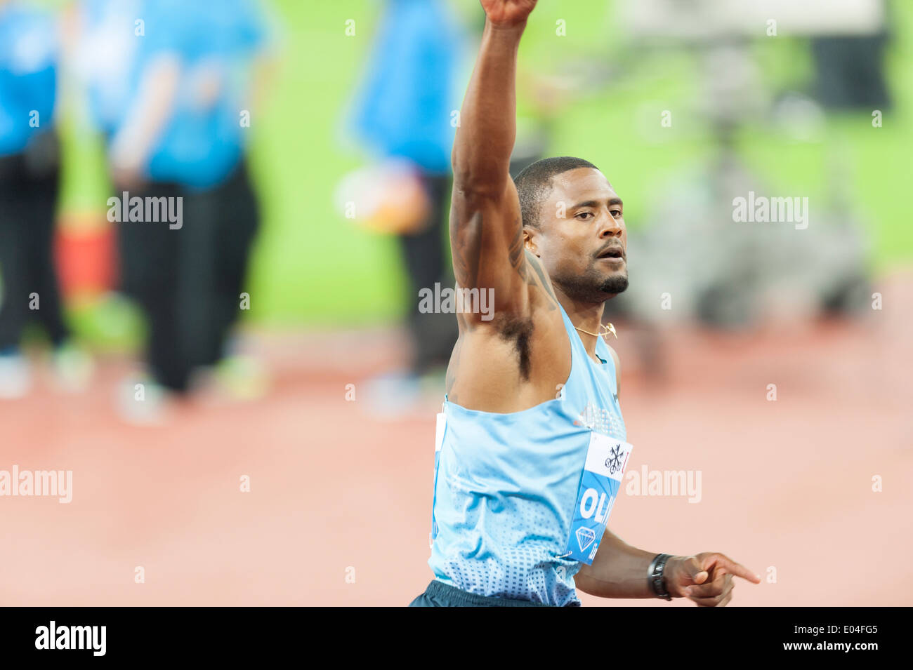 US athlete David Oliver after winning the 110m hurdles at IAAF Diamond ...