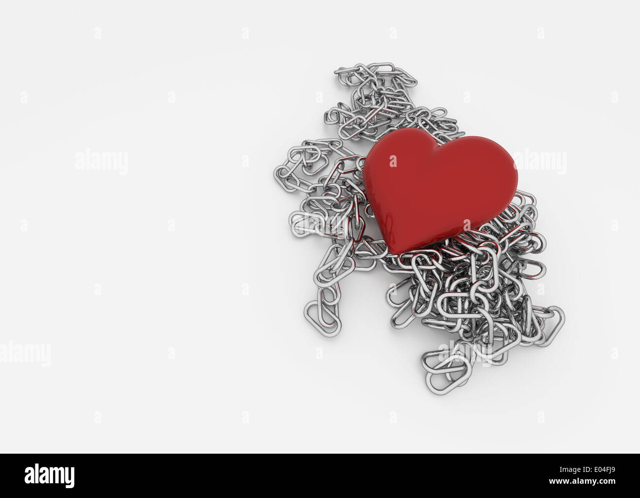 Red heart on a chain with white background Stock Photo - Alamy