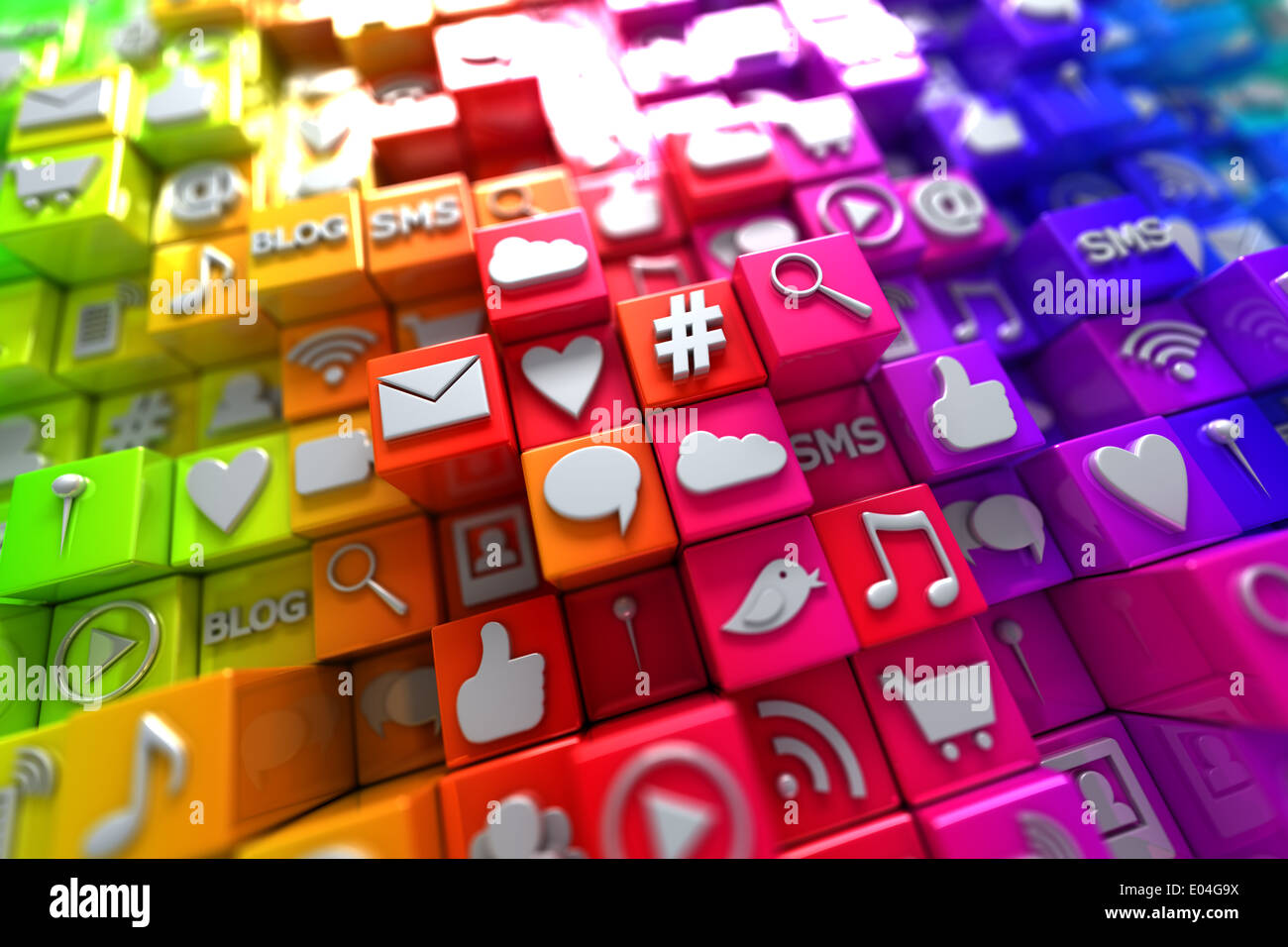 Colorful social media icons Stock Photo - Alamy