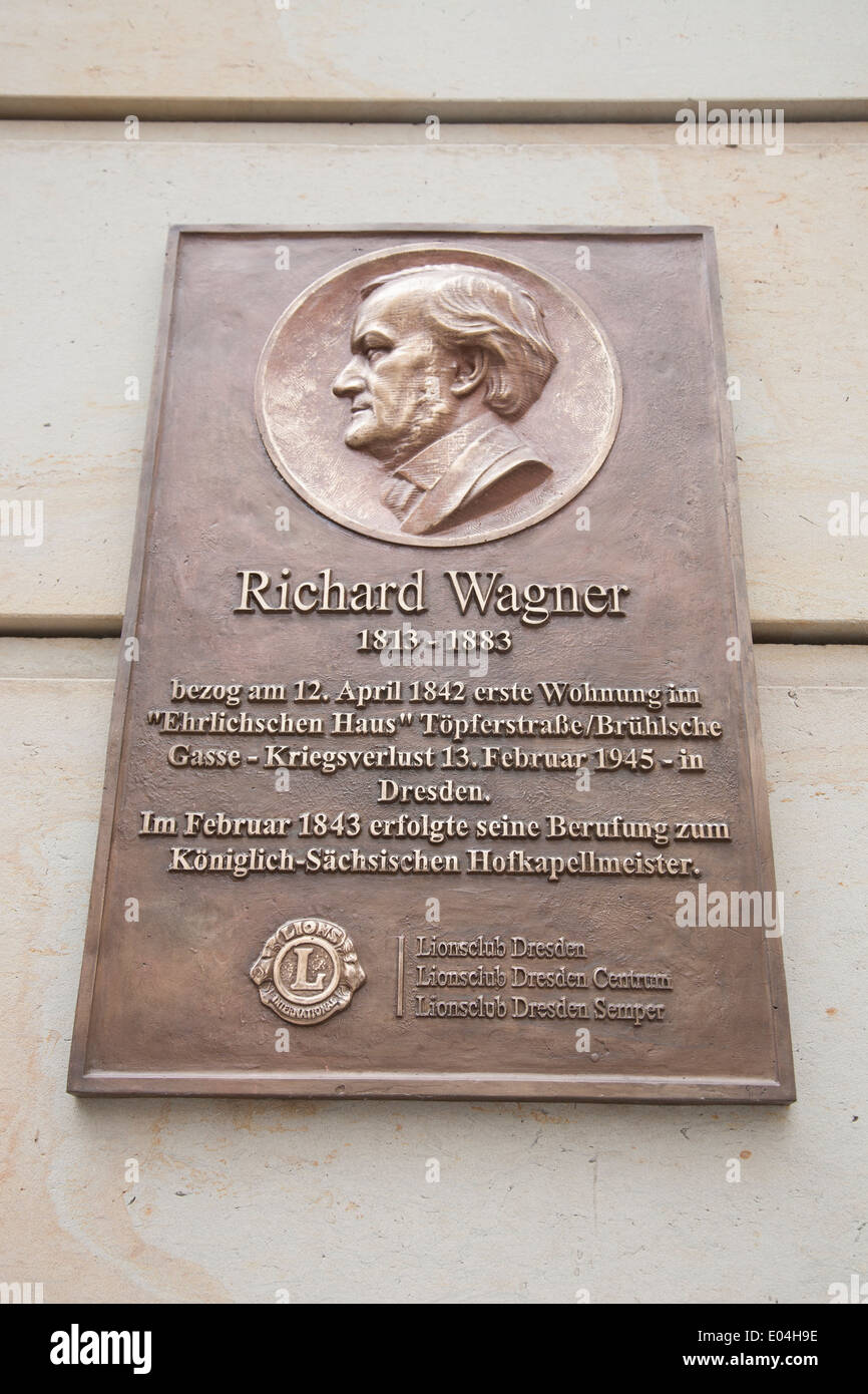 Richard Wagner Plaque and Monument, Dresden, Saxony, Germany Stock ...