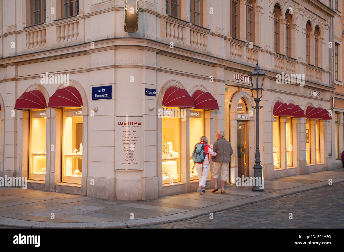 Wempe Jewellery and Watch; Shop; Dresden; Germany; Europe illuminated ...