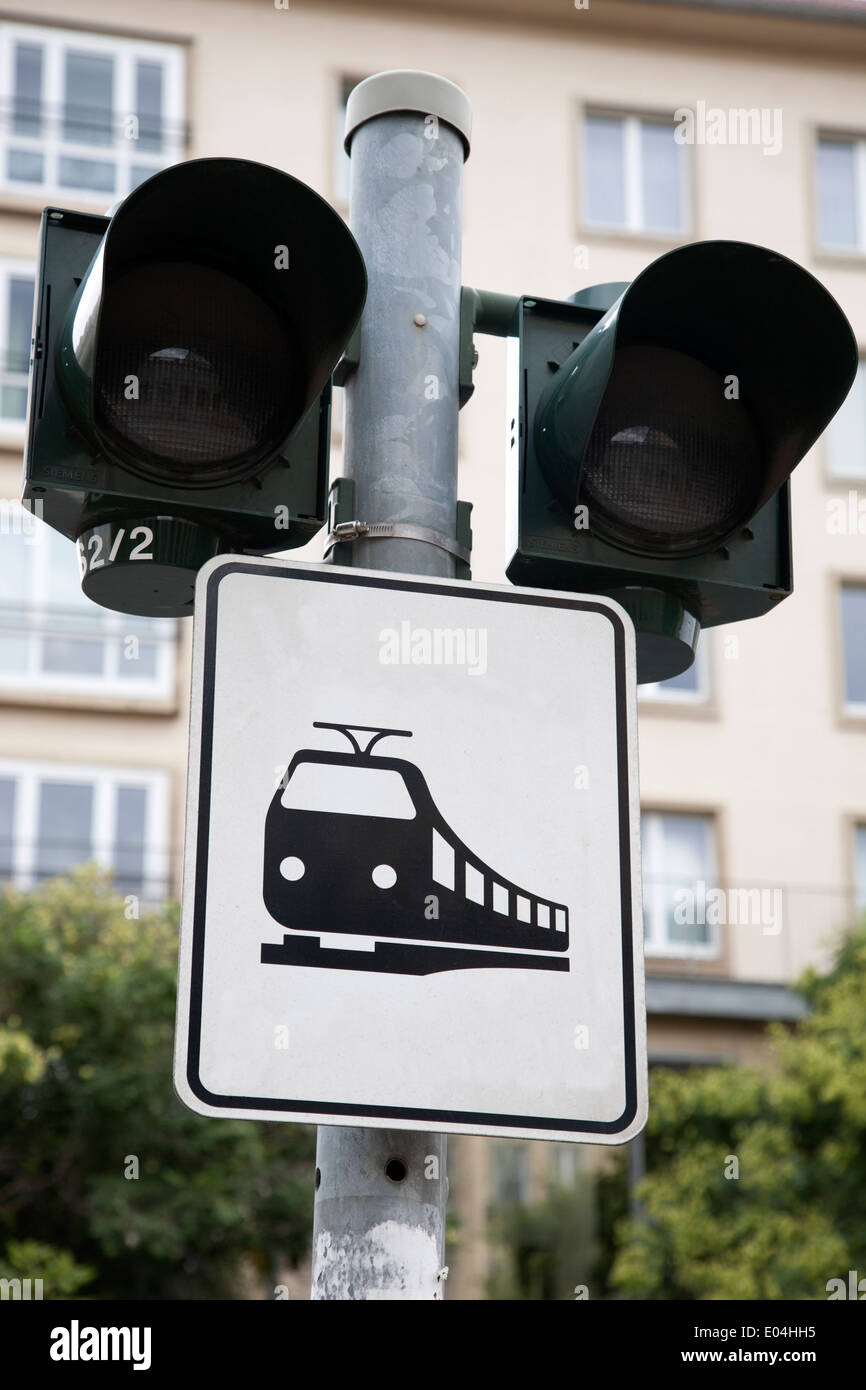 Train Sign in Urban Setting, Dresden, Germany Stock Photo - Alamy