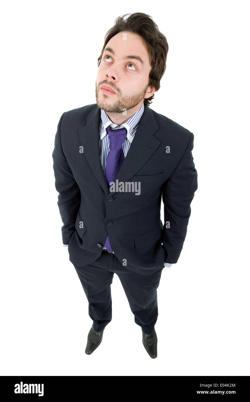young business man full body, thinking, isolated Stock Photo - Alamy