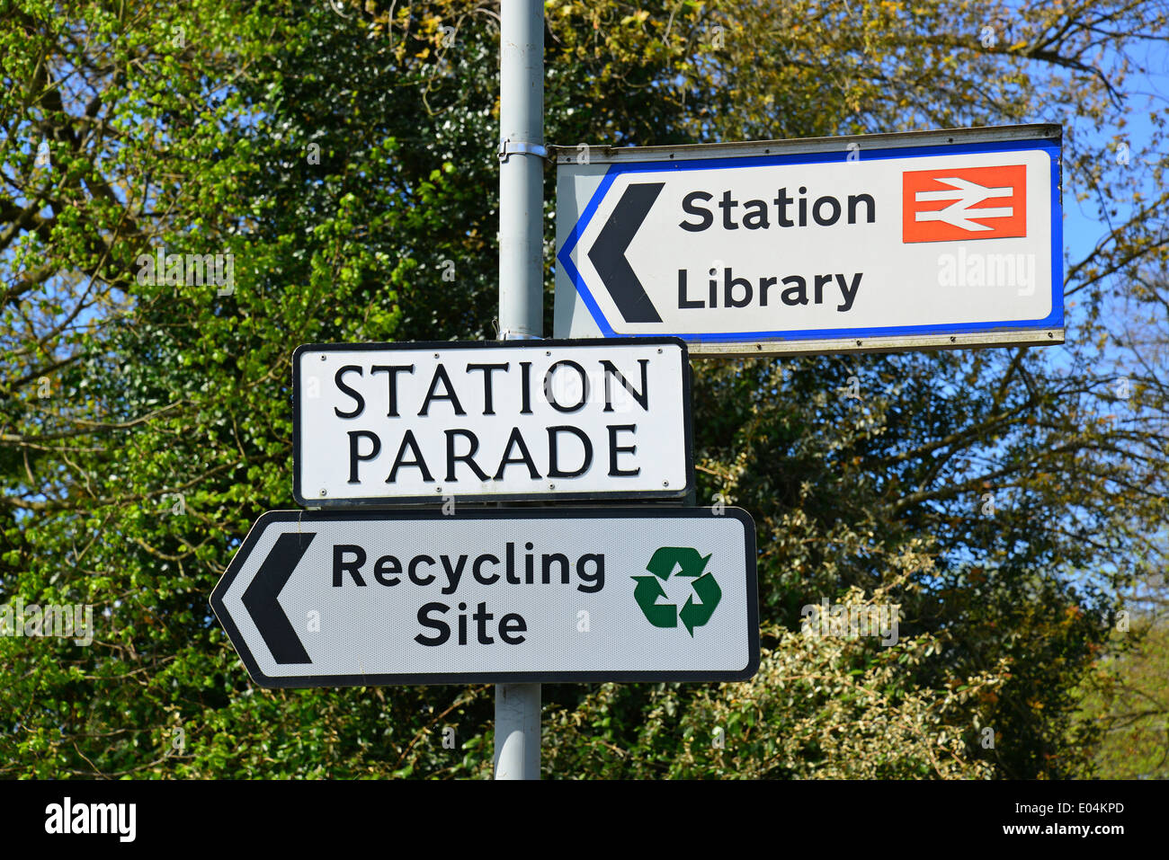 Street signs, Station Parade, Virginia Water, Surrey, England, United ...