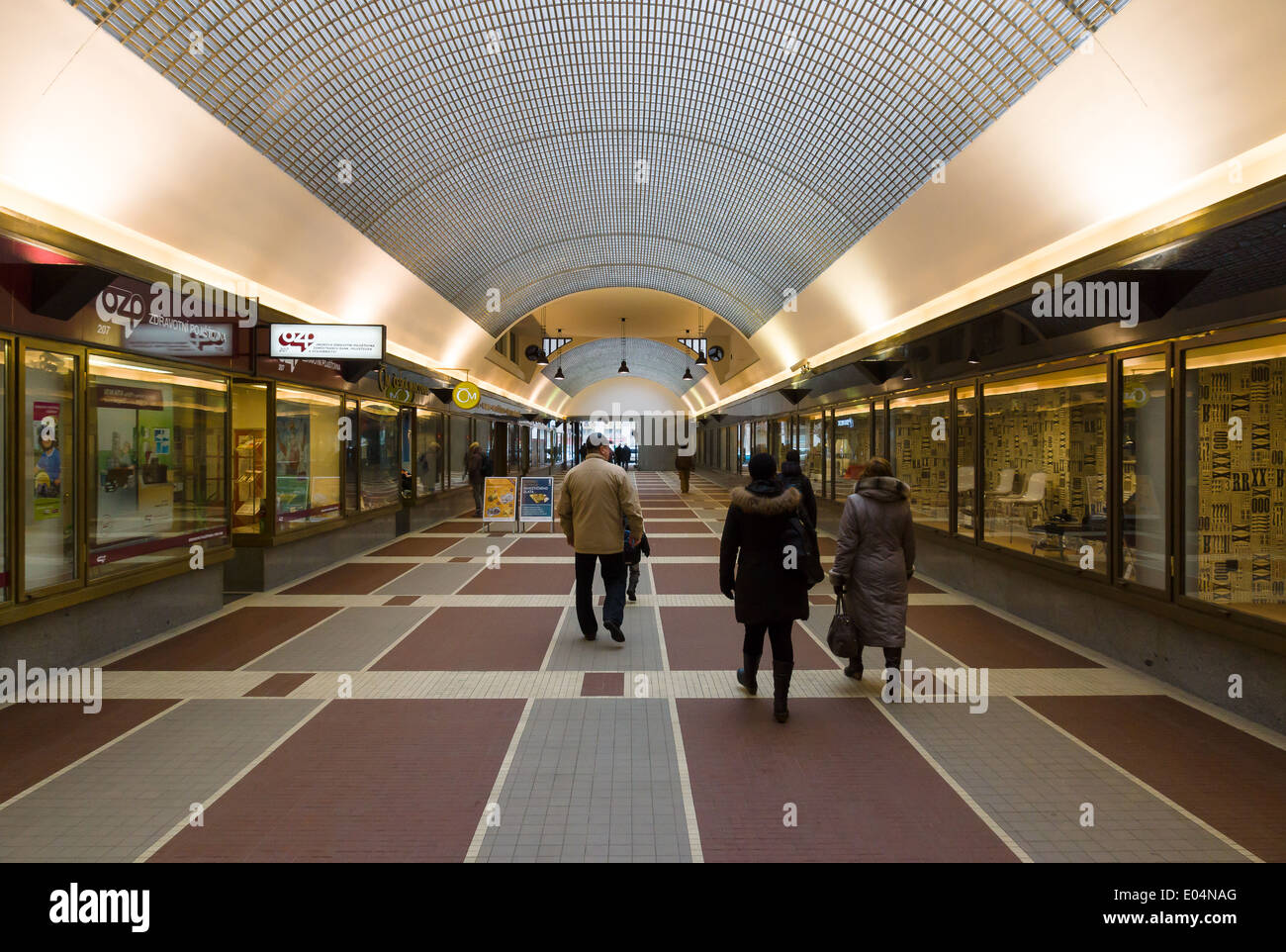 PRAGUE, CZECH REPUBLIC - FEBRUARY 03, 2014: Modern a shopping arcade ...