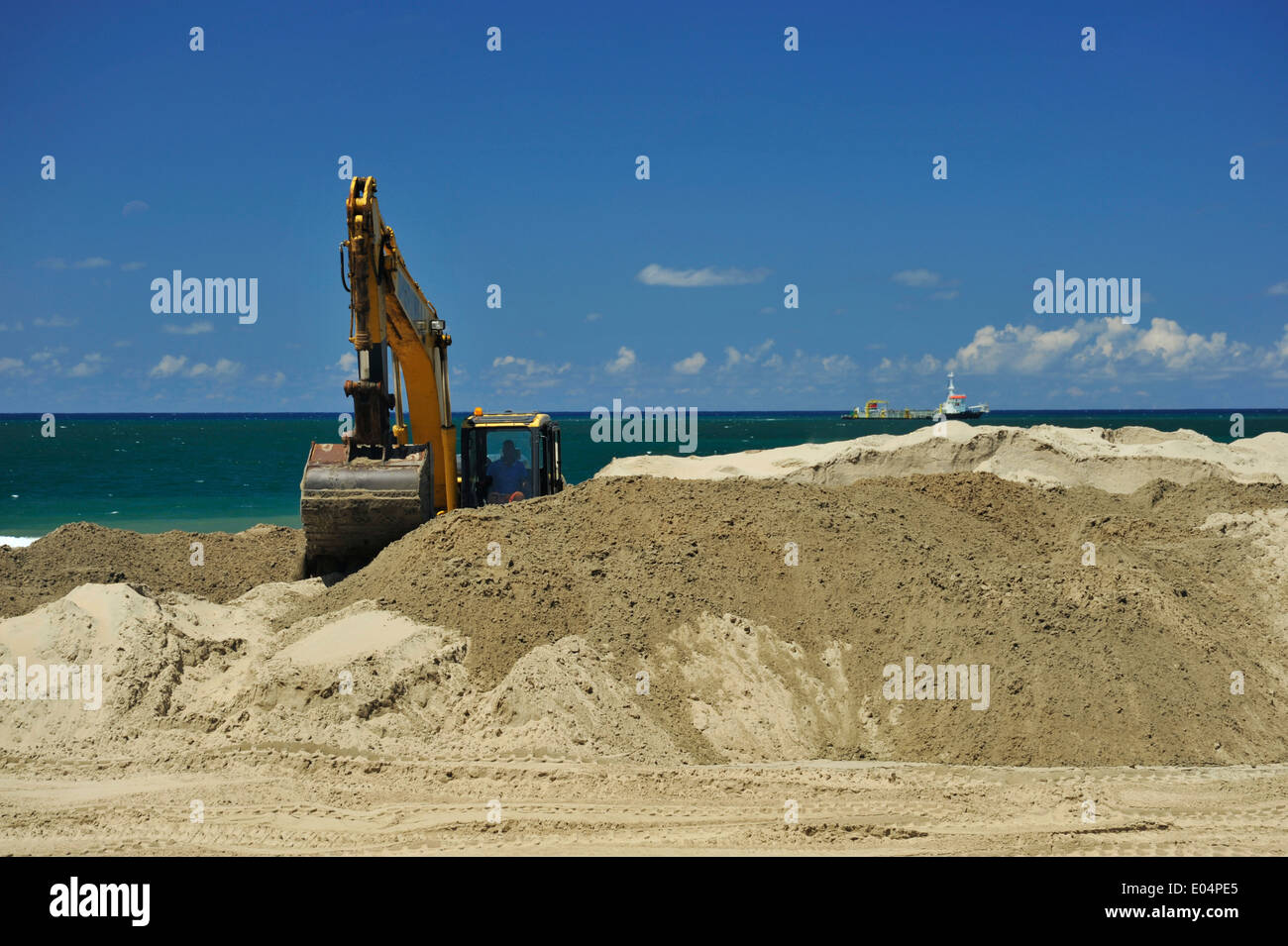 Durban, KwaZulu-Natal, South Africa, mechanical excavation of sand to ...