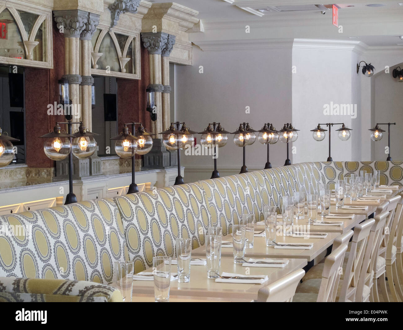 Banquette and Tables in Dining Room with Open Access to Kitchen, Newly ...