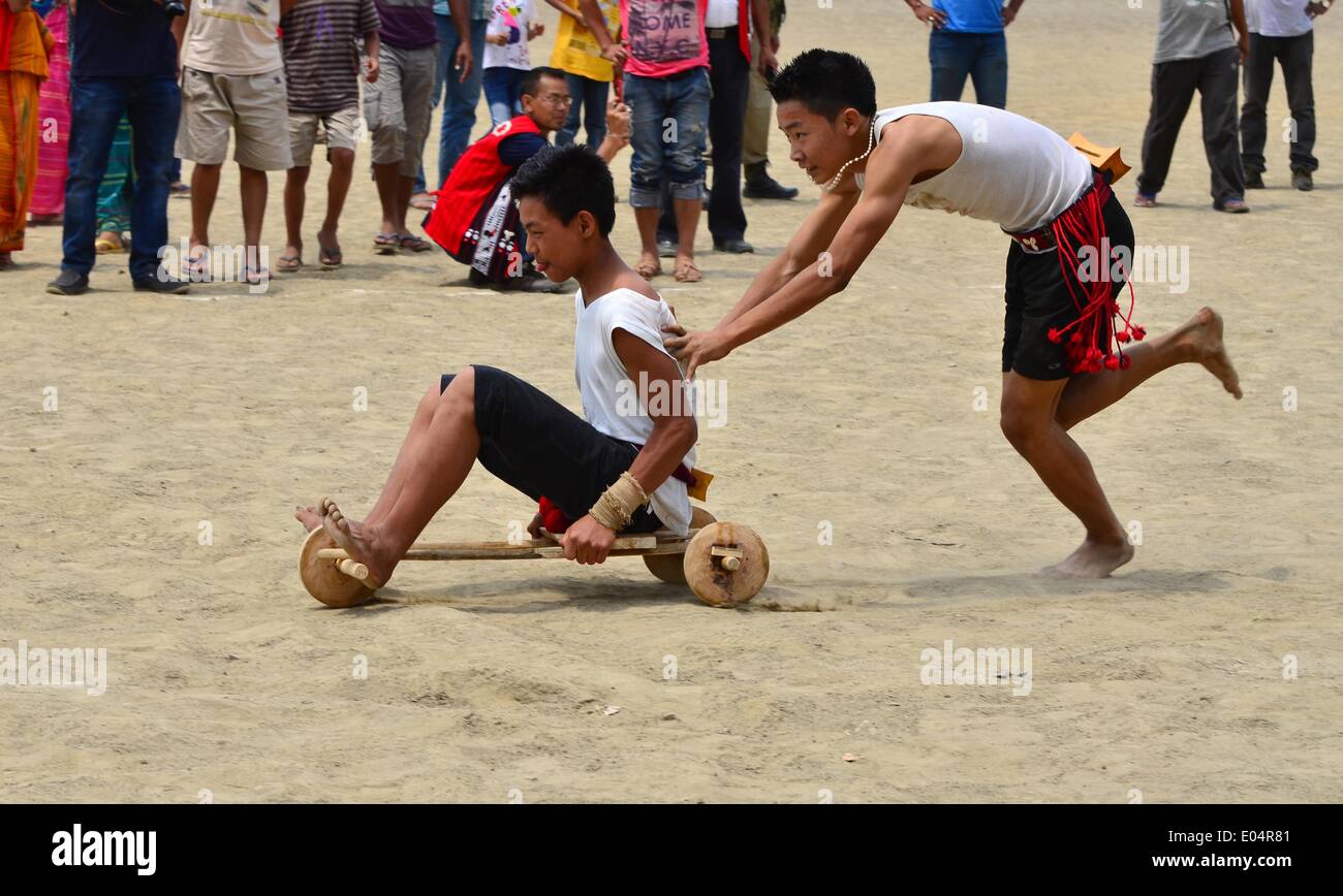 Nagaland, India. 1st May, 2014. Naga tribesman participates in an ...