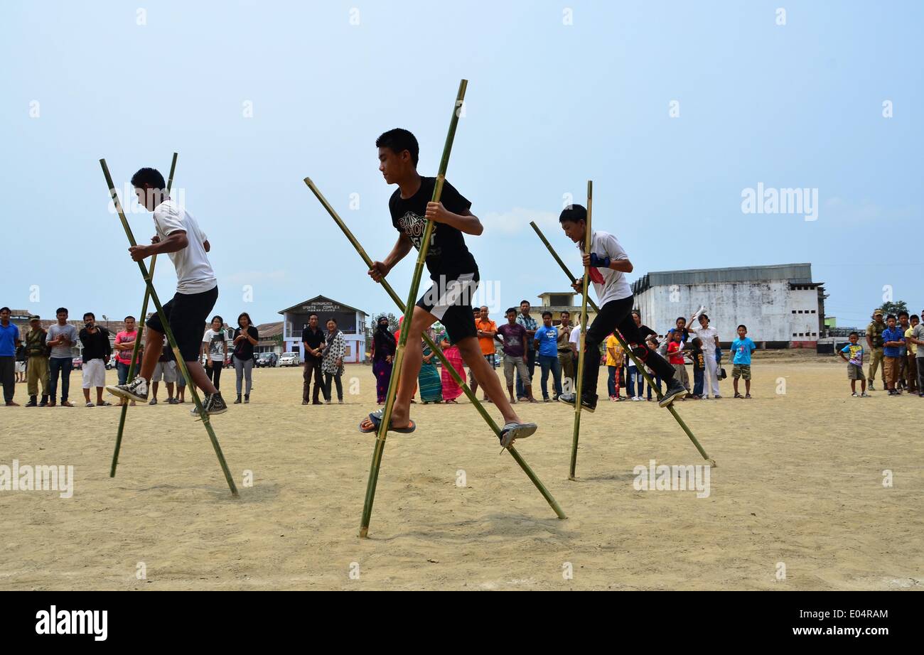 Nagaland, India. 1st May, 2014. Naga tribesman participates in an ...