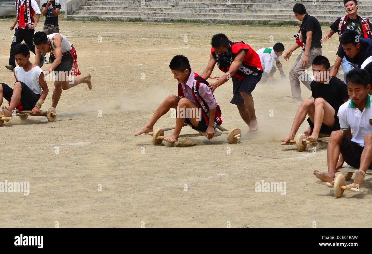 Nagaland, India. 1st May, 2014. Naga tribesman participates in an ...