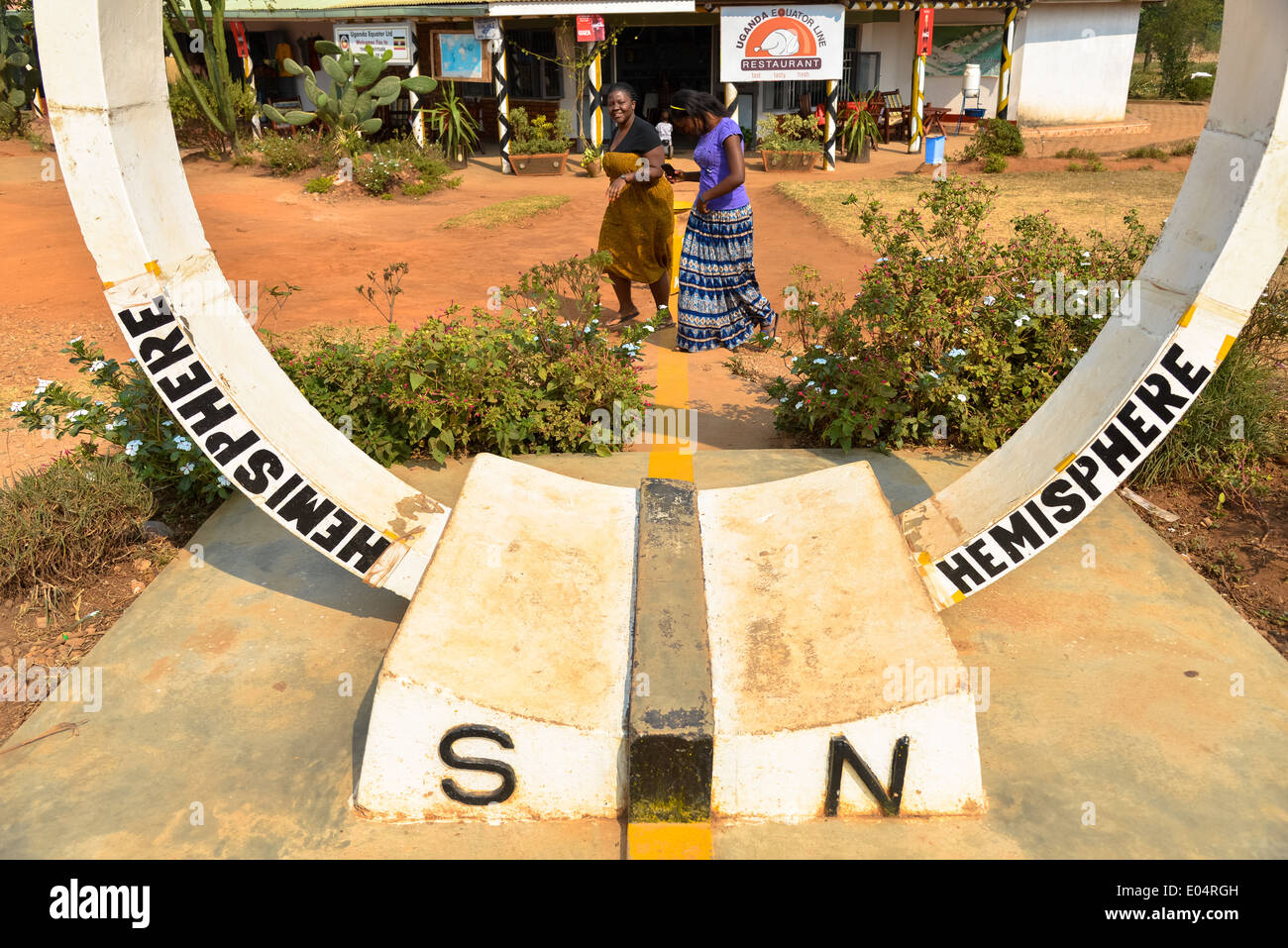 equator sign on the road at uganda, africa Stock Photo - Alamy