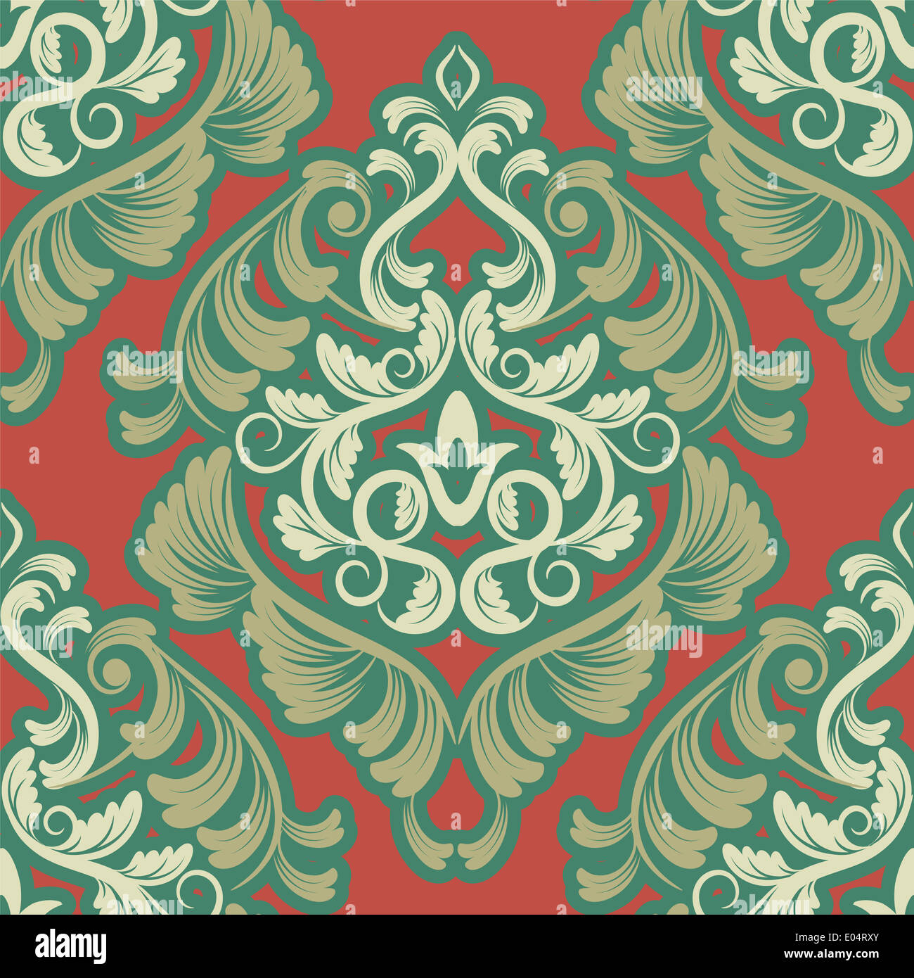 Seamless illustration of damask style pattern in contrast colors Stock ...
