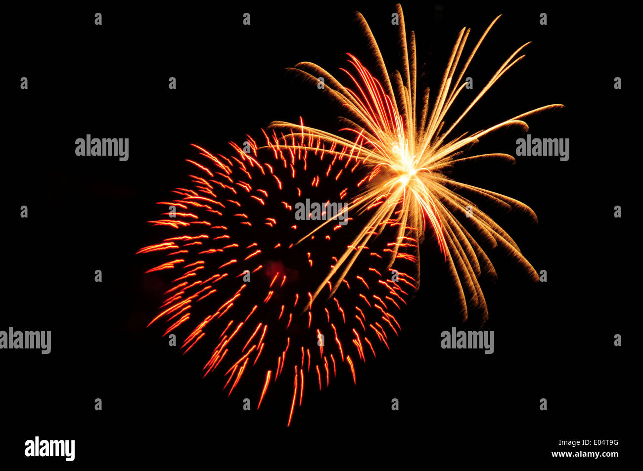 sphere and spray of orange and yellow fireworks Stock Photo - Alamy